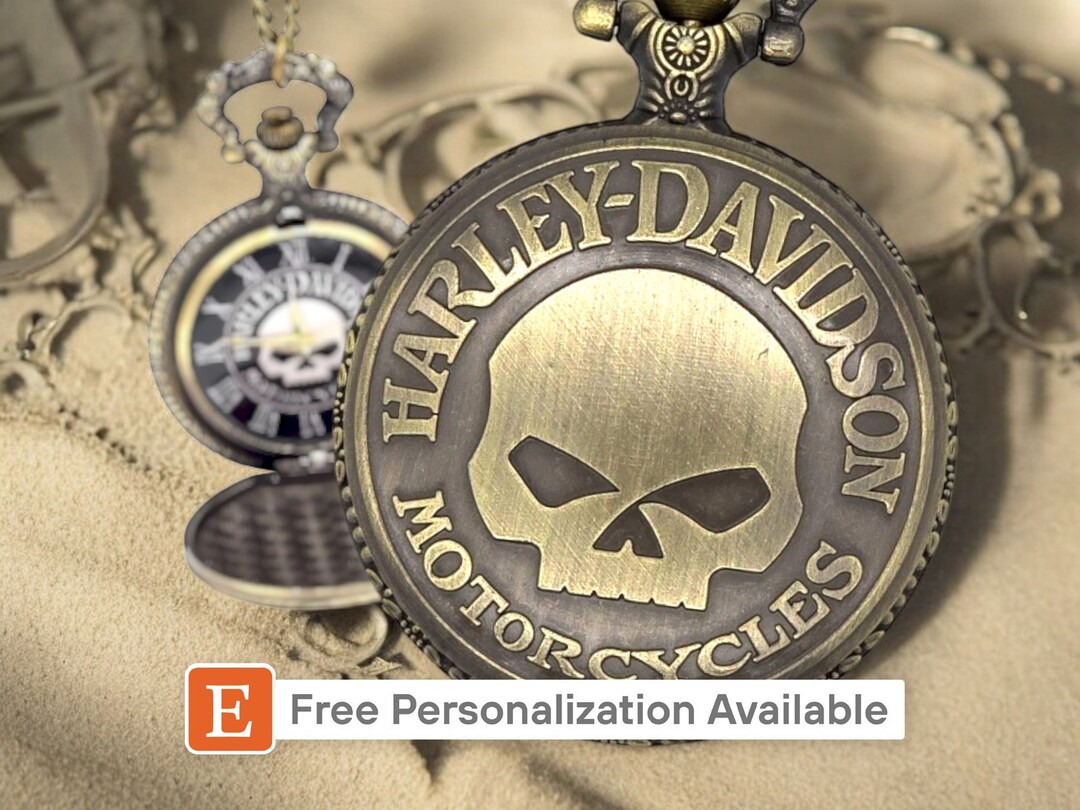 Motorcycle Pocket Watch - Gift for Bikers Vintage Look Skull Pendant ...