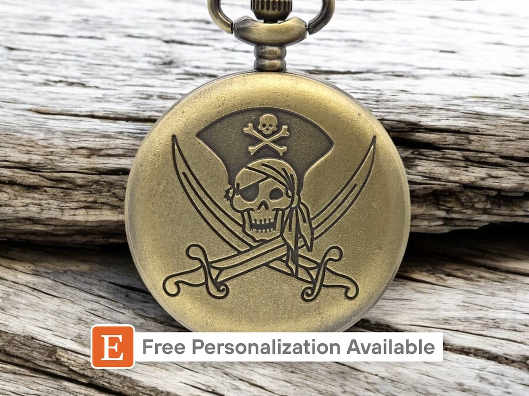Pirate Pocket Watch NEW Gift Vintage Look Nautical Skull Crossbones ...