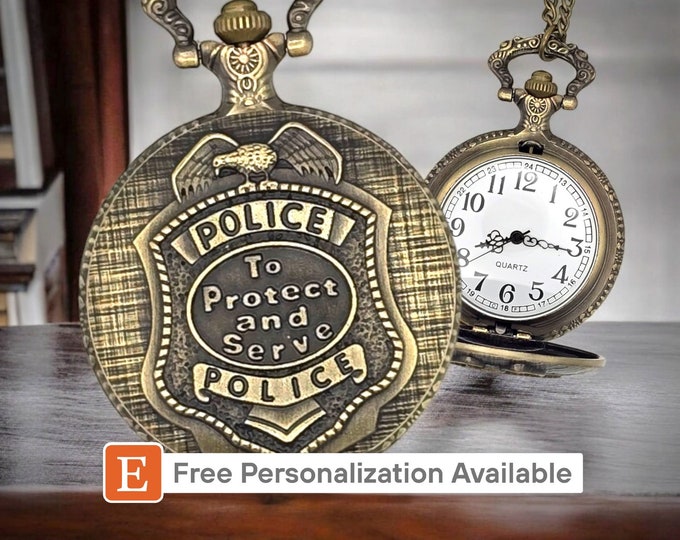 Police Officer Pocket Watch - Law Enforcement, Cop Gift, Personalized ...