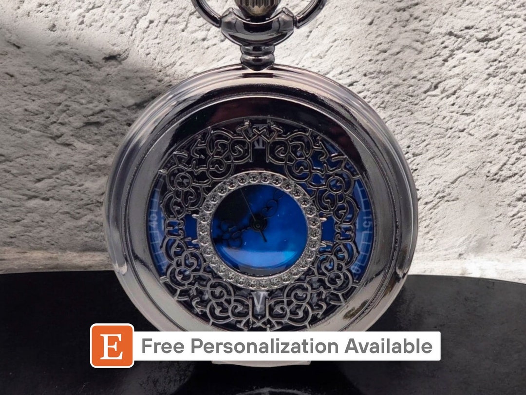Celestial Theme Pocket Watch – Vintage Blue Astronomy Design, Ideal ...