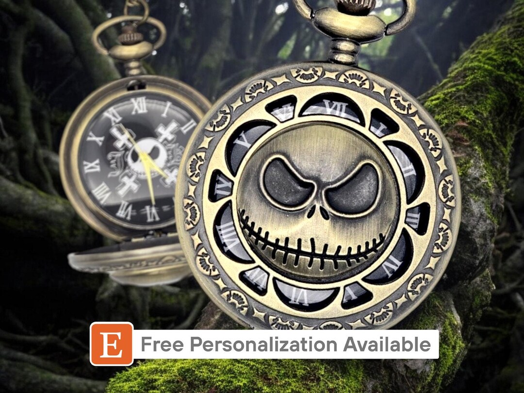 Jack Skellington Pocket Watch - Scary & Mean Skeleton Gift Personalized ...