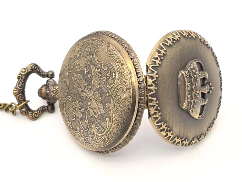 Royal Crown Pocket Watch - Vintage Pendant Necklace for King, Queen ...