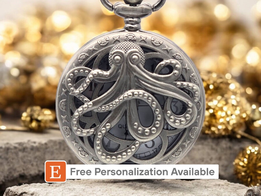 Octopus Pocket Watch – Nautical Charm, Sea Creature Kraken Gift Squid ...