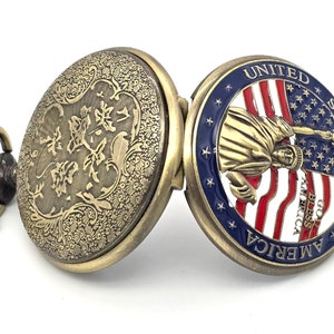 Statue of Liberty Pocket Watch - Patriotic USA Gift, American Pride ...