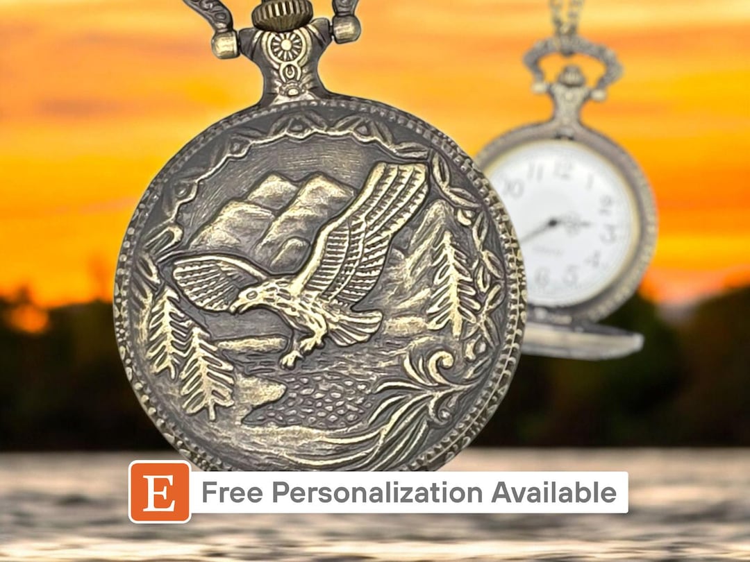 Soaring Eagle Pocket Watch - Personalized Nature Gift for Bird Lovers ...