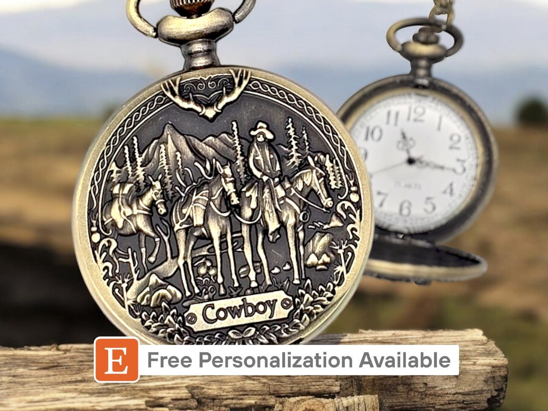 Cowboy Pocket Watch Gift - Personalized for Rancher Frontier Western ...