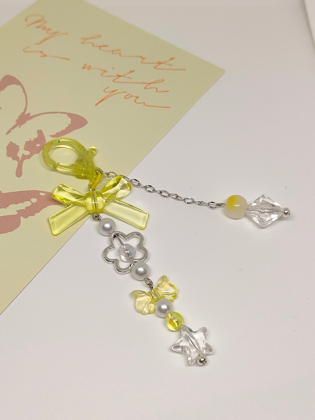 Aesthetic Yellow Key Chain/ K-pop/ Kawaii - Etsy