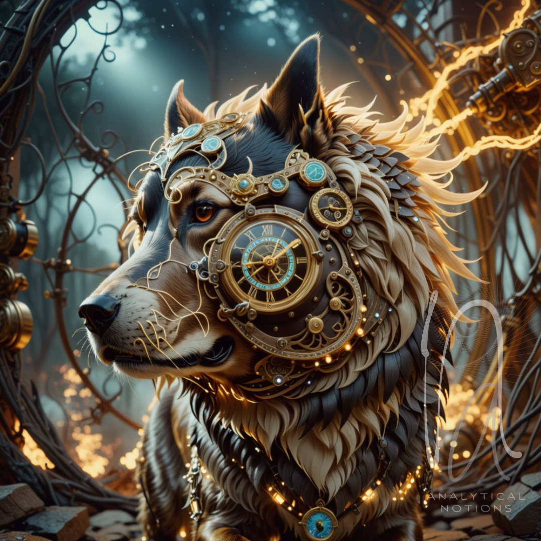 Chrono Wolf Steampunk Digital Art Download - Etsy