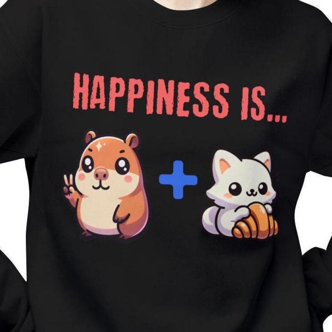 Capybara and Cat With Croissant Sweatshirt for Women, Gift for Her - Etsy