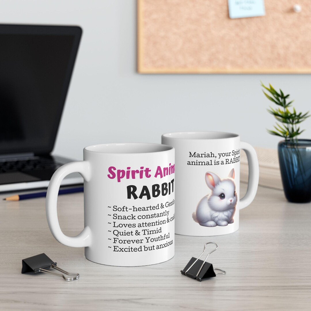 Personalized Spirit Animal Bunny Rabbit Ceramic Mug, Mugs With Names ...