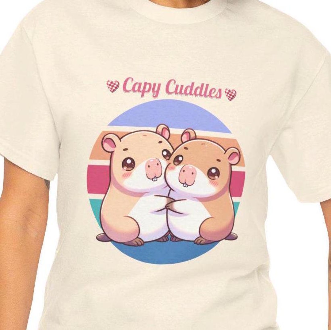 Capy Cuddles Graphic Shirt for Women, Heavy Cotton Tee - Etsy
