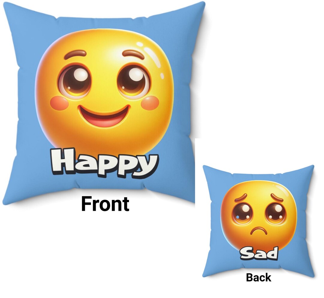 Happy & Sad Emoji Square Pillow - Perfect Gift (size: 14"x14") - Etsy
