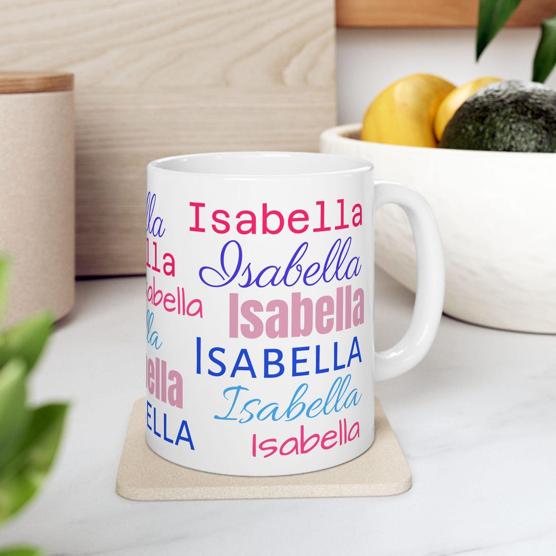 Mug With Names | Personalizable Typography Mug, Names Cup for Kids ...