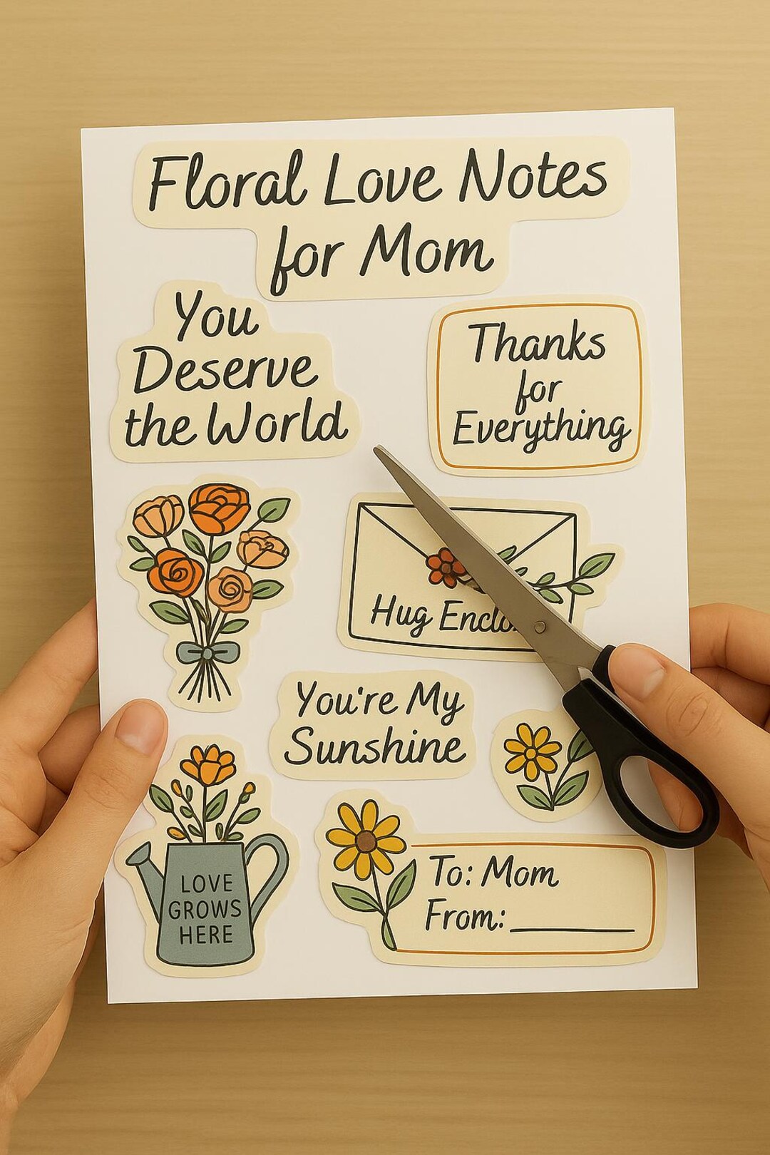 Floral Love Notes for Mom – Printable Mother’s Day Stickers, Download ...