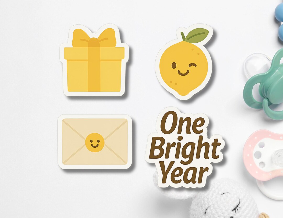 One Bright Year Favor Stickers – Bright Birthday Gift Filler – Sunshine ...