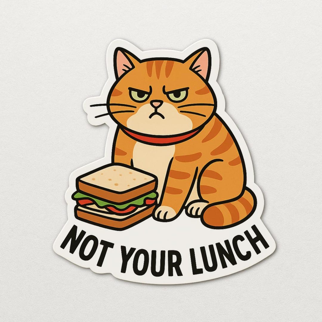 Cat Sticker – Not Your Lunch – Large Funny Lunchroom Chaos Sticker ...