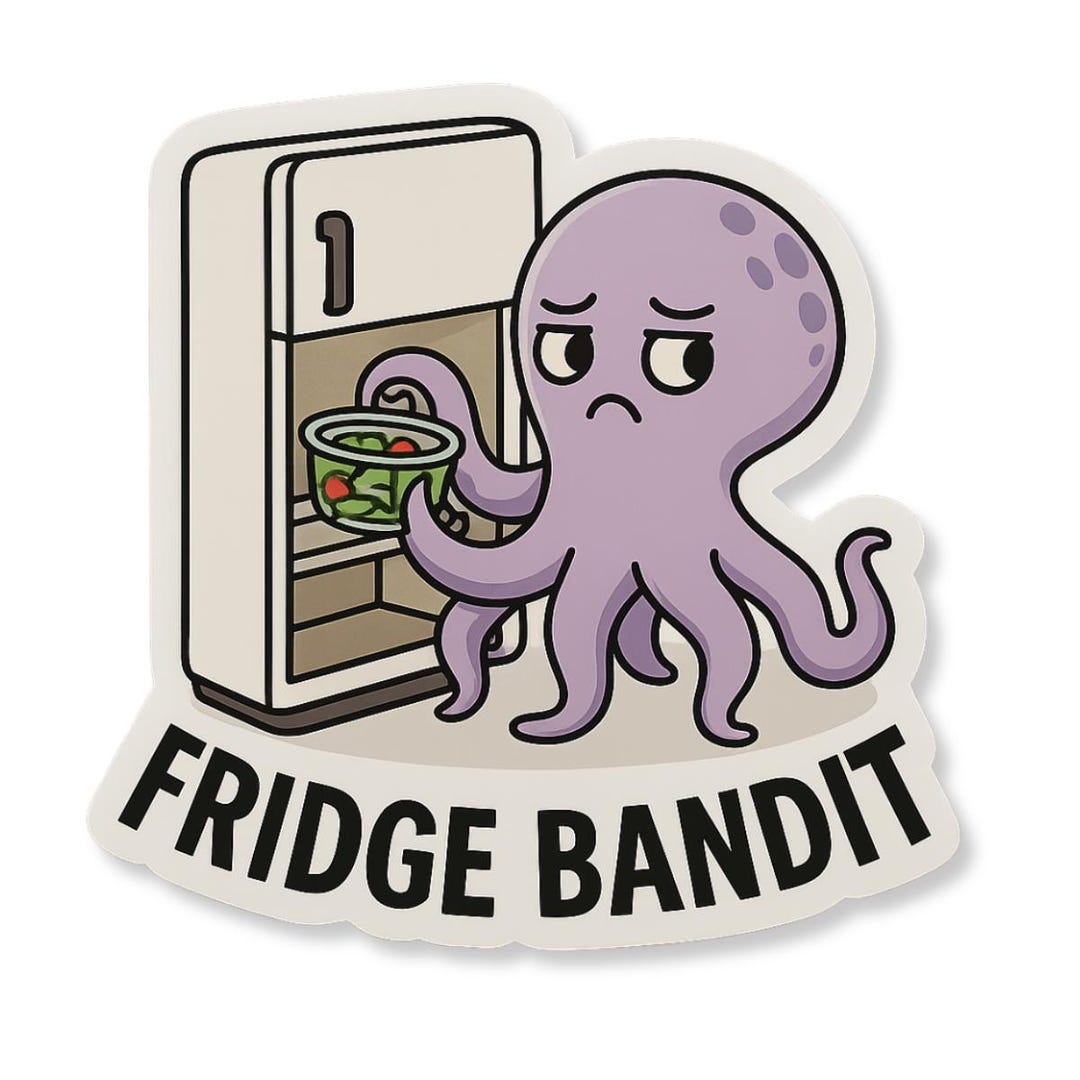 Octopus Sticker – Fridge Bandit – Large Funny Lunchroom Chaos Sticker ...