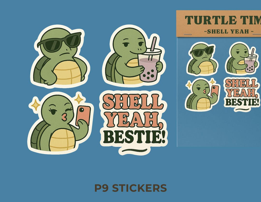 Best Friend Gift – Turtle BFF Vinyl Stickers – Cool Shades, Boba ...