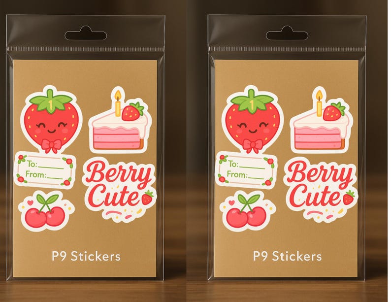 Berry First Birthday Sticker Pack – Cute Strawberry Vinyl Gift Set ...