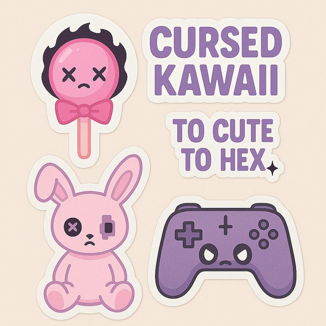 Cursed Kawaii Vinyl Stickers – Too Cute to Hex, Creepy Bunny, Possessed ...