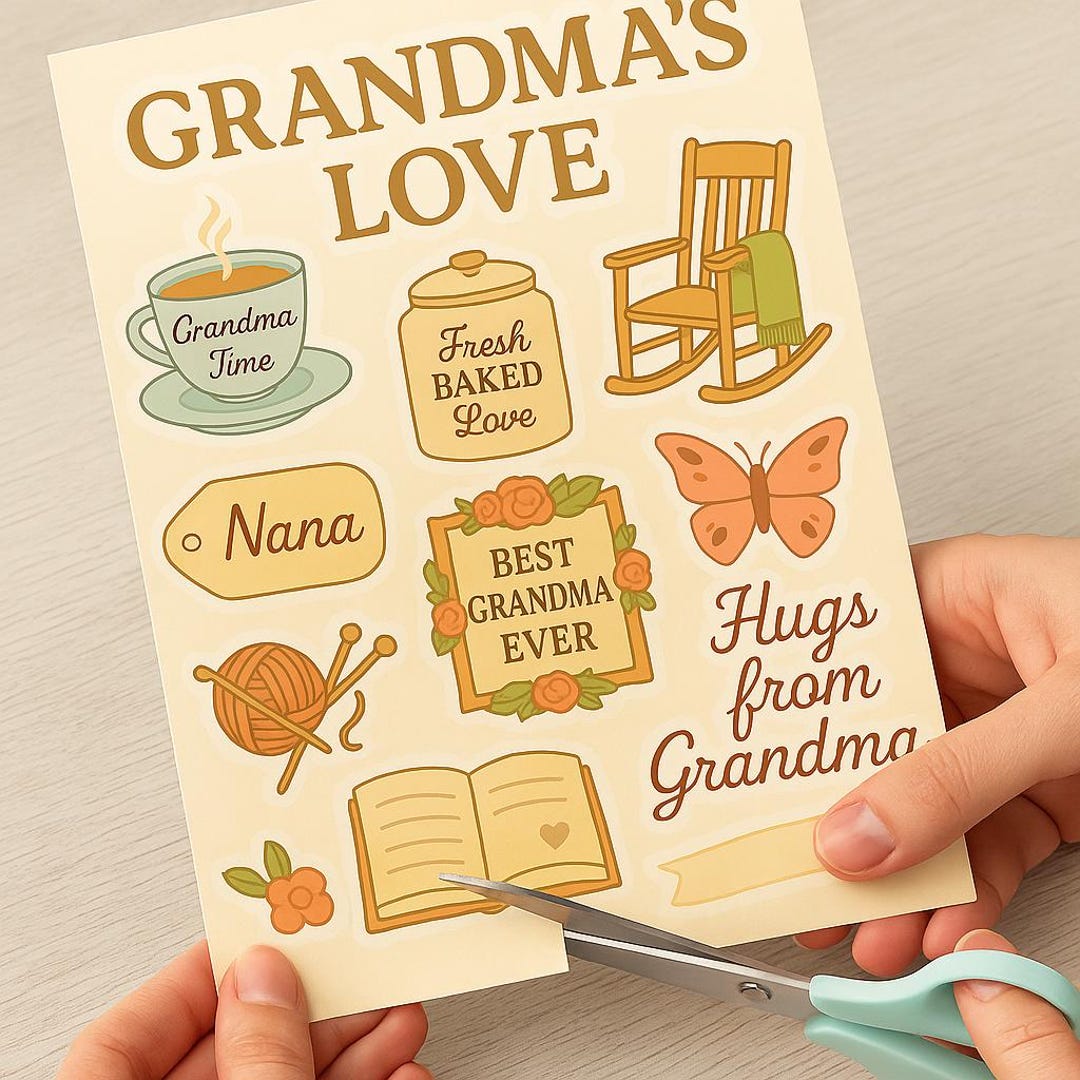 Grandma’s Love Printable Sticker Sheet – Sentimental Grandma Stickers ...