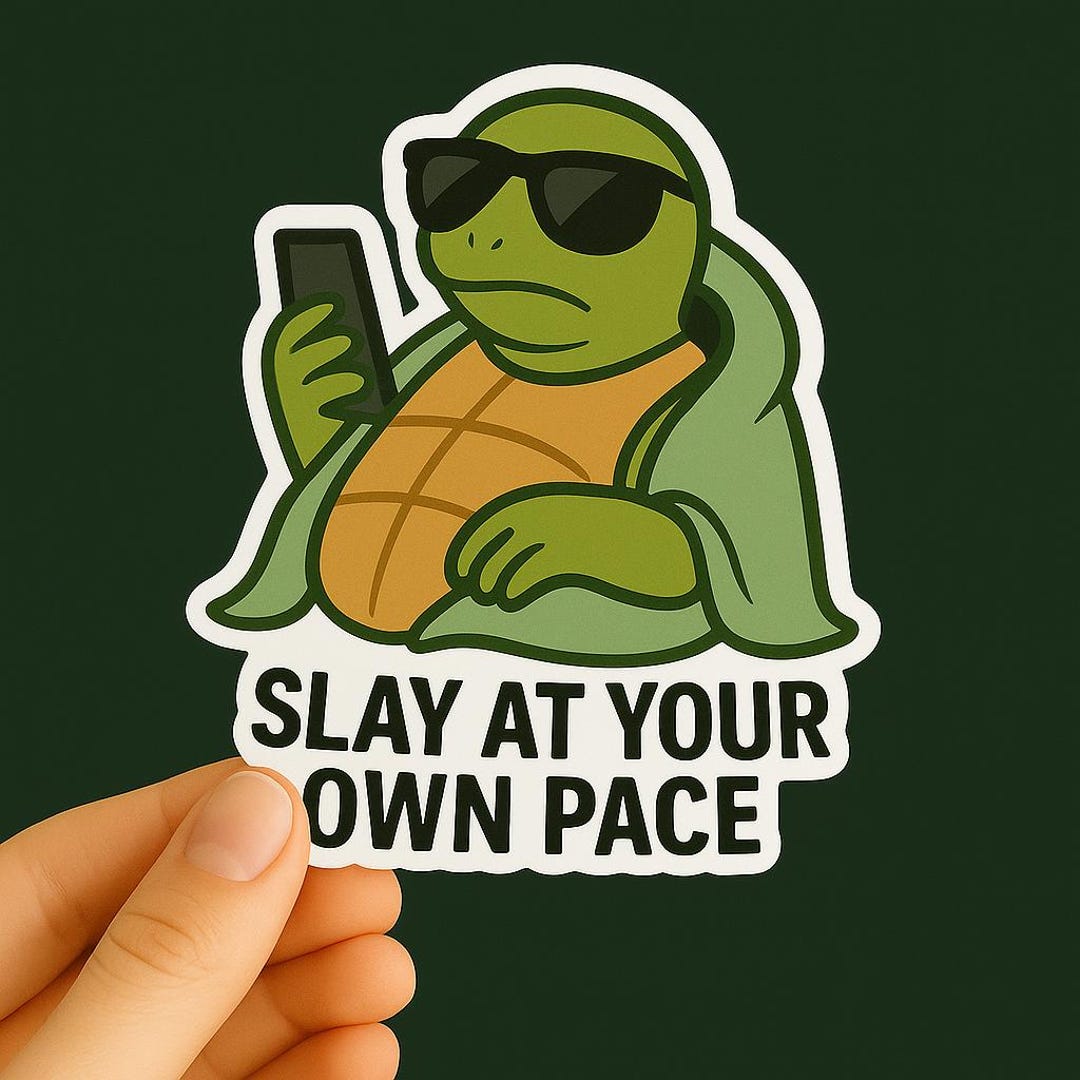Lazy Baddie Turtle Vinyl Sticker: Funny Waterproof Laptop Decal - Etsy