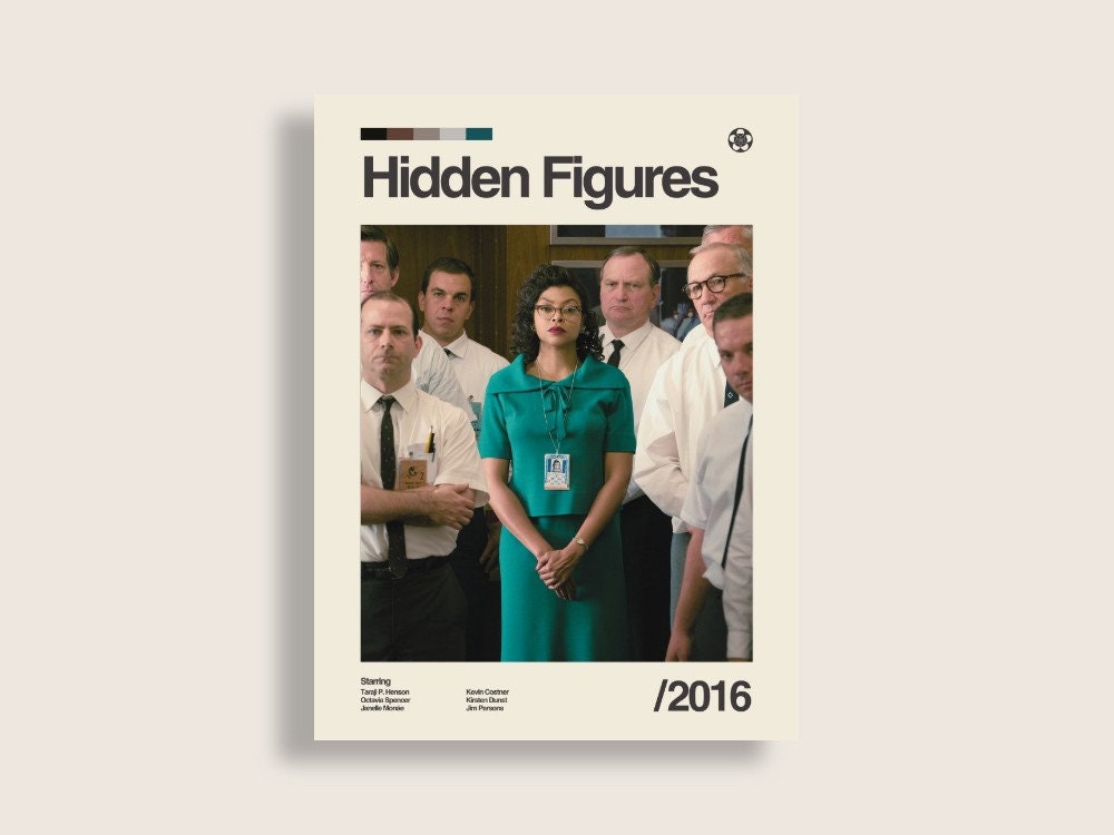 Hidden Figures Retro Movie Poster Print Mid-century Modern Wall Decor ...
