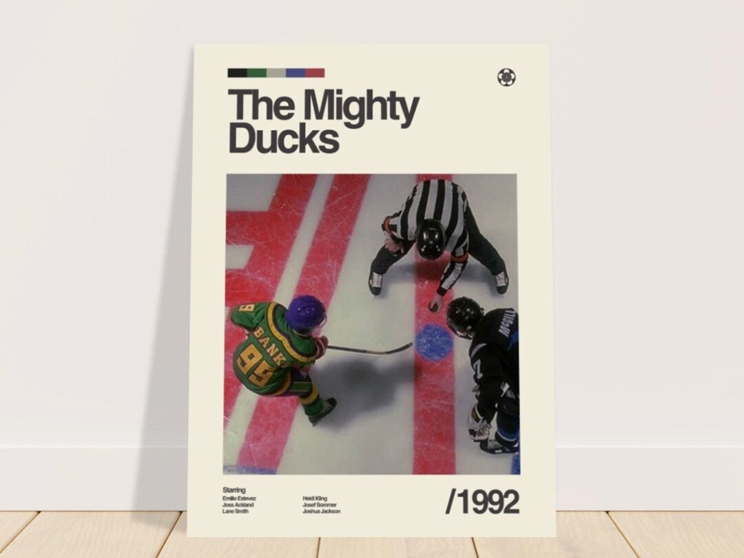 The Mighty Ducks Retro Movie Poster Print Mid-century Modern Wall Decor ...