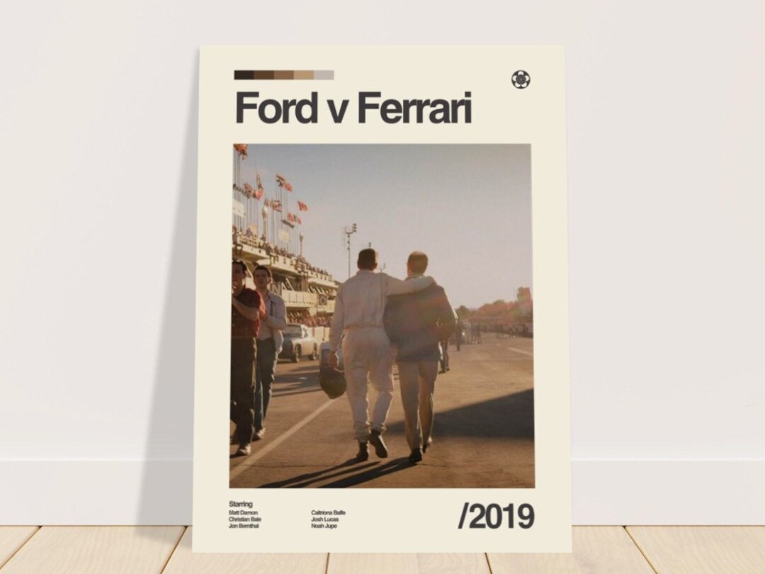 Ford V Ferrari Retro Movie Poster Print Mid-century Modern Wall Decor ...