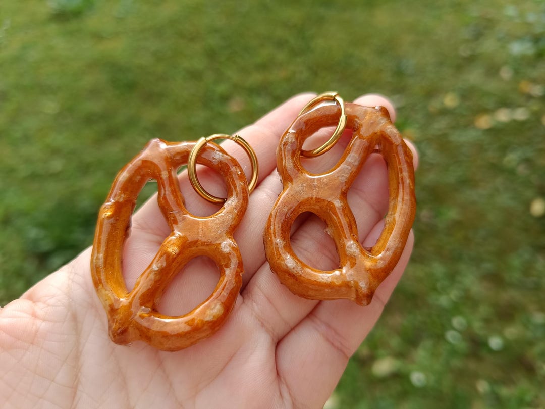 Salt Pretzel Earrings, Stainless Steel, Unique and Fun Jewelry, Pastry ...