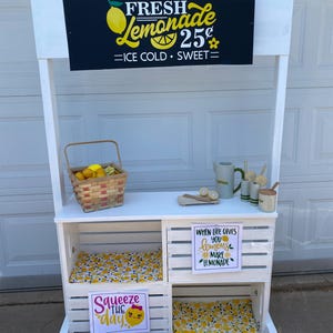 Handmade Wooden Lemonade Stand: Kids Pretend Play, Reversible ...