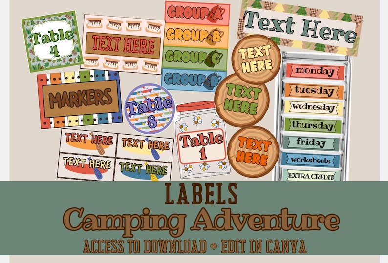 Labels | Camping Adventure Classroom Decor | Camping Nature Outdoor ...