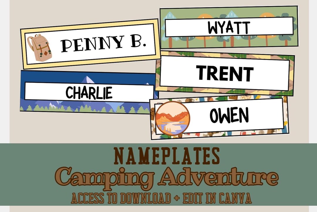 Nameplates | Camping Adventure Classroom Decor | Camping Nature Outdoor ...