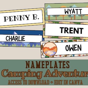 Nameplates | Camping Adventure Classroom Decor | Camping Nature Outdoor ...