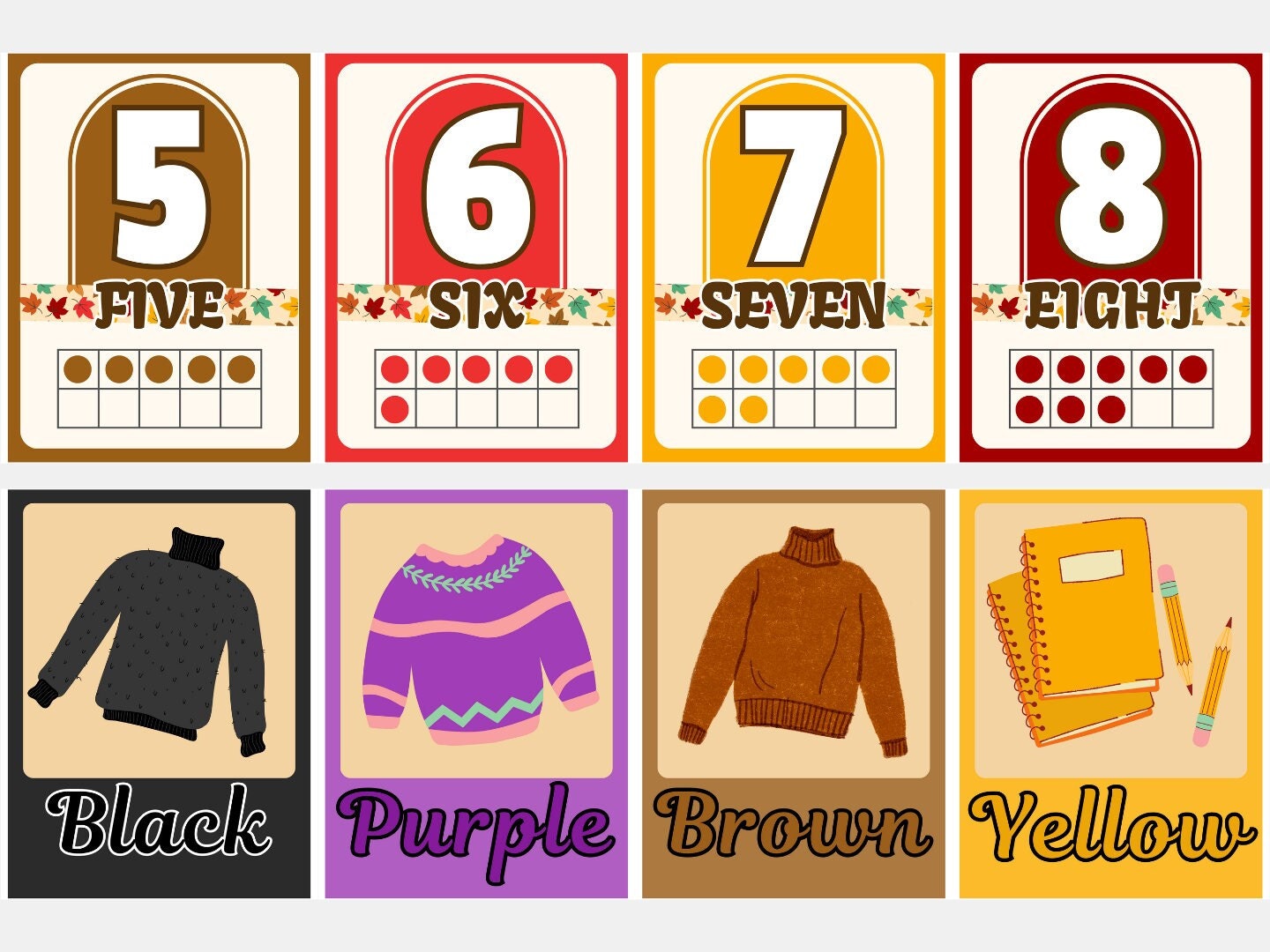 Fall Color, Shape, Number Posters | Classroom Decor | Fall Theme Class ...
