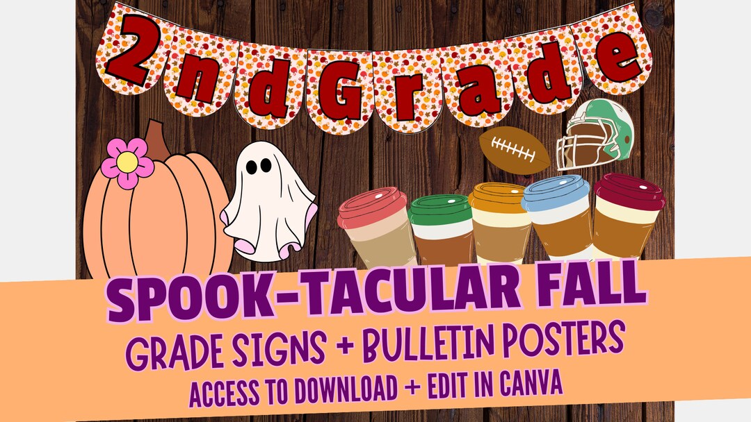 Spook-tacular Fall Grade Signs and Bulletin Posters Bulletin Board ...