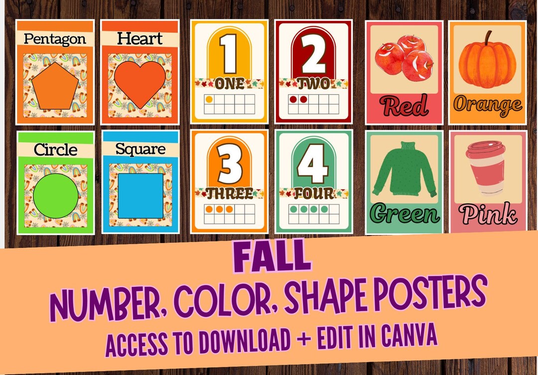 Fall Color, Shape, Number Posters | Classroom Decor | Fall Theme Class ...