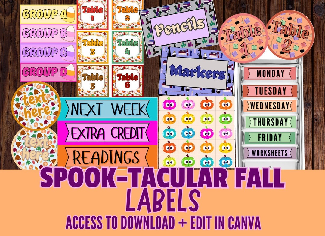 Fall Classroom Labels Classroom Organization Fall and Halloween Class ...