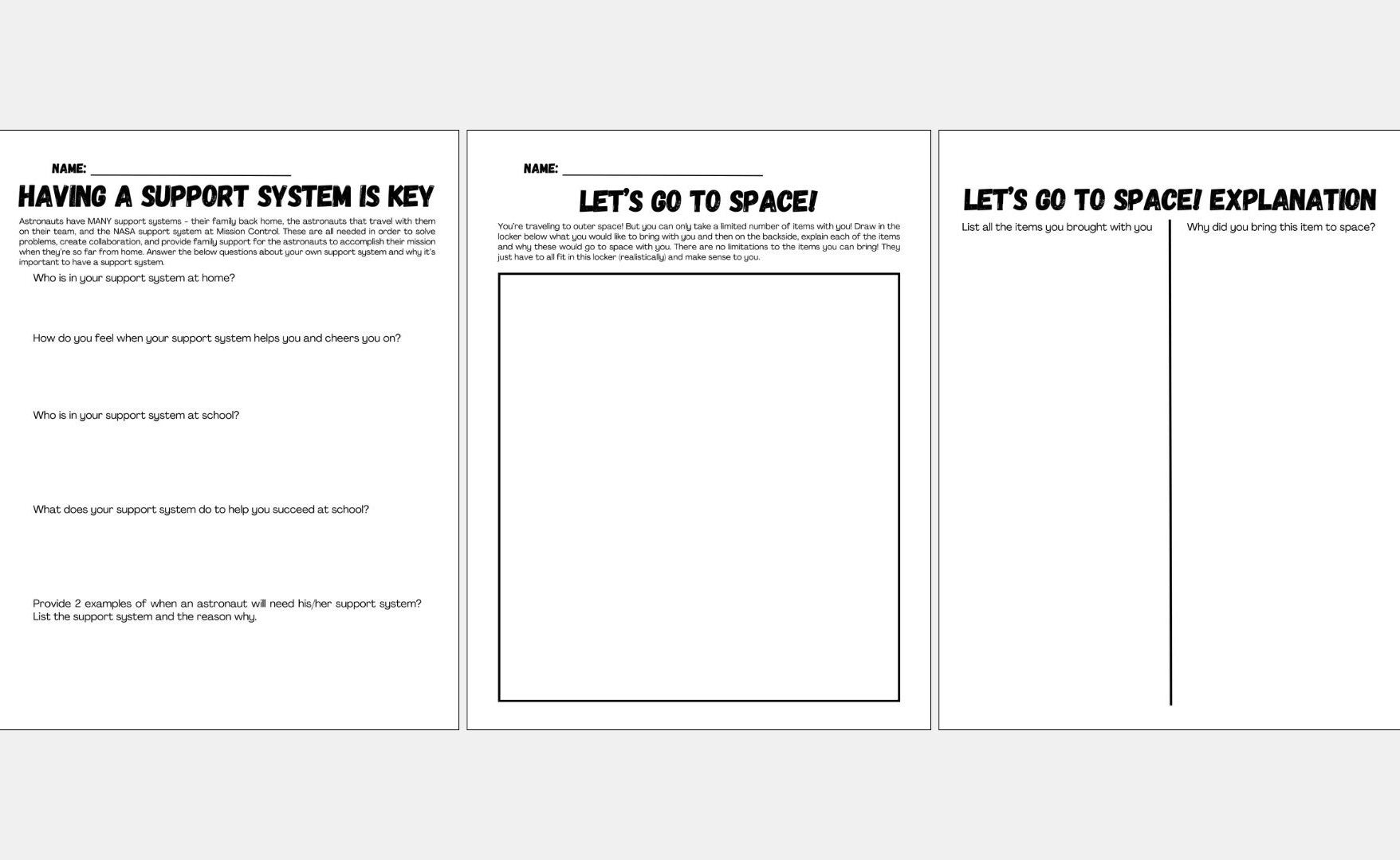 Astronaut Worksheets and Activity Pages Outer Space Unit Space Lessons ...