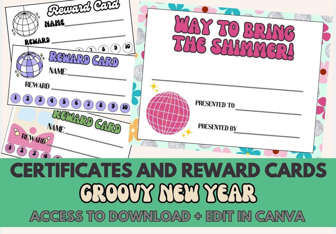 Retro Disco Theme Classroom Certificates and Reward Punch Cards ...