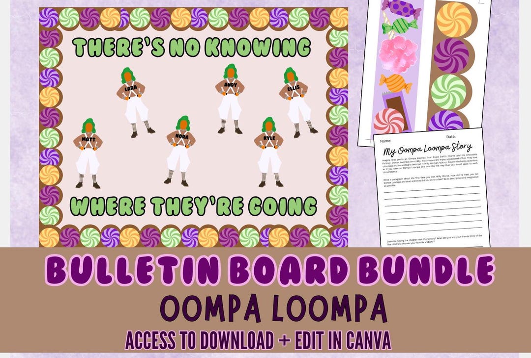 Oompa Loompa Bulletin Board Bundle Sweet Temptations Class Decor Willy ...