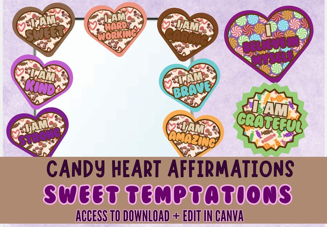 Candy Heart Affirmations | Sweet Temptations Classroom Decor | Candy ...