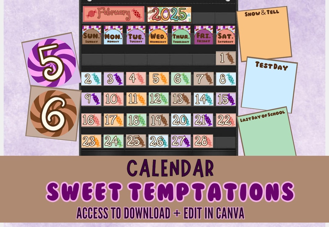 Calendar | Sweet Temptations Classroom Decor | Candy and Chocolate ...