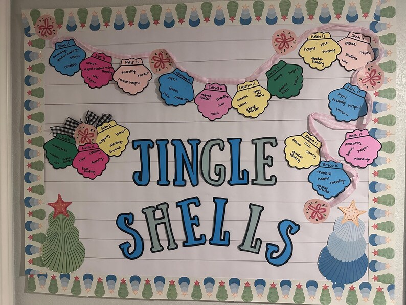 Jingle Shells Bulletin Board White Christmas Classroom Decor Teacher ...