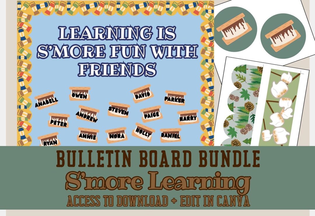 S'more Learning Bulletin Board Bundle | Camping Nature Outdoor Theme ...