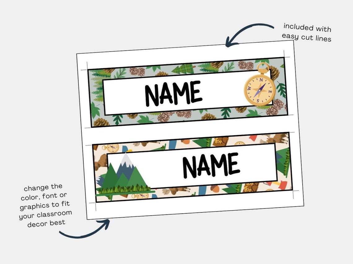 Nameplates | Camping Adventure Classroom Decor | Camping Nature Outdoor ...