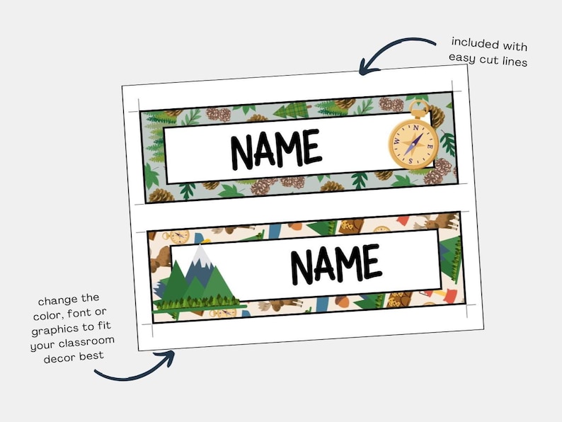 Nameplates | Camping Adventure Classroom Decor | Camping Nature Outdoor ...