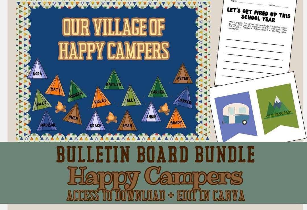 Happy Campers Bulletin Board Bundle | Camping Nature Outdoor Theme ...
