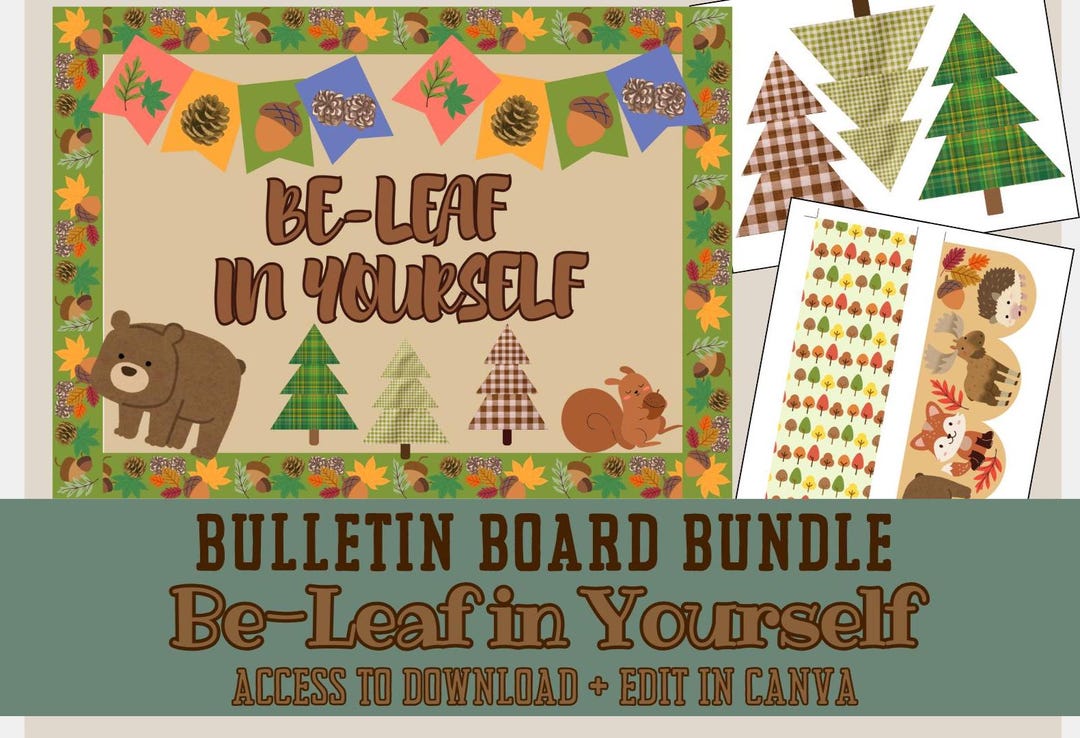 Be-leaf in Yourself Bulletin Board Bundle | Camping Nature Outdoor ...