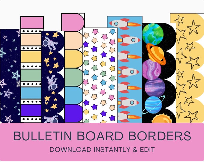 Solar System Planets Bulletin Board Pack With Night Sky Space Border ...
